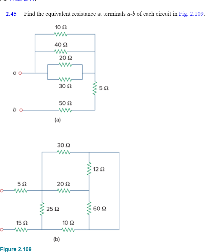 Solved 2.45 Find the equivalent resistance at terminals a-b | Chegg.com