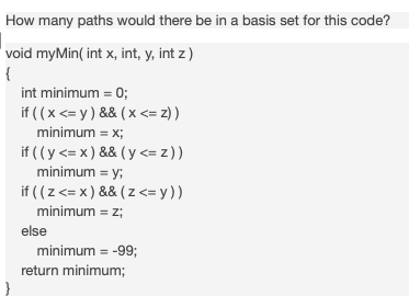 Solved How many paths would there be in a basis set for this | Chegg.com