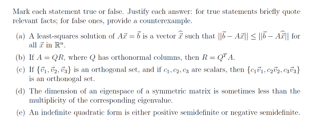 Solved Mark each statement true or false. Justify each | Chegg.com