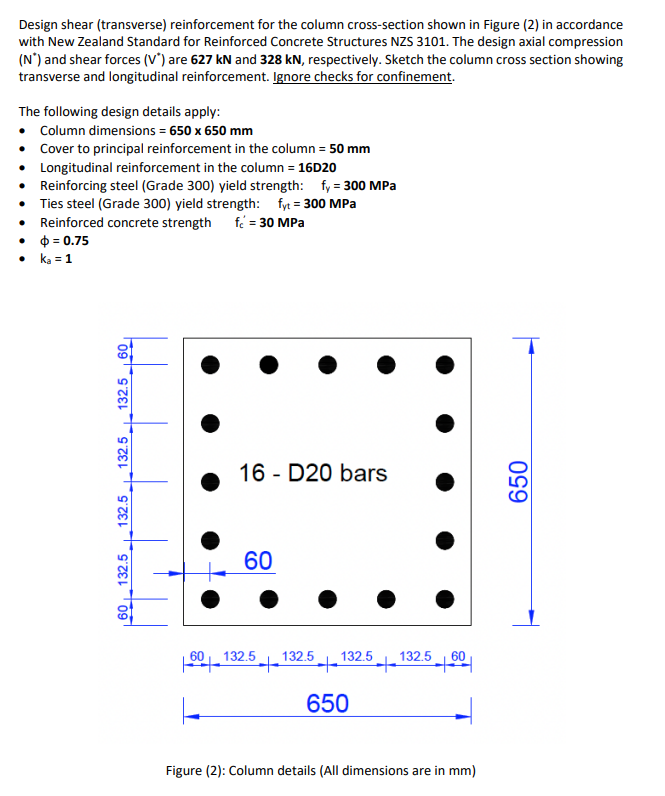 Solved Design shear (transverse) reinforcement for the | Chegg.com