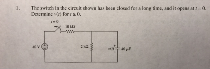 Solved The switch in the circuit shown has been closed for a | Chegg.com