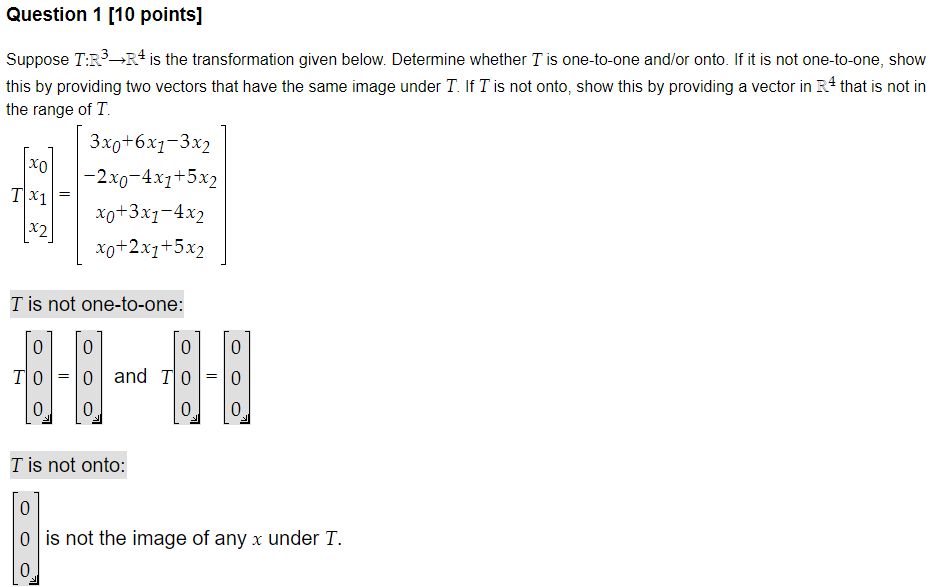 Solved Question 1 (10 points] Suppose T:R3_R+ is the | Chegg.com