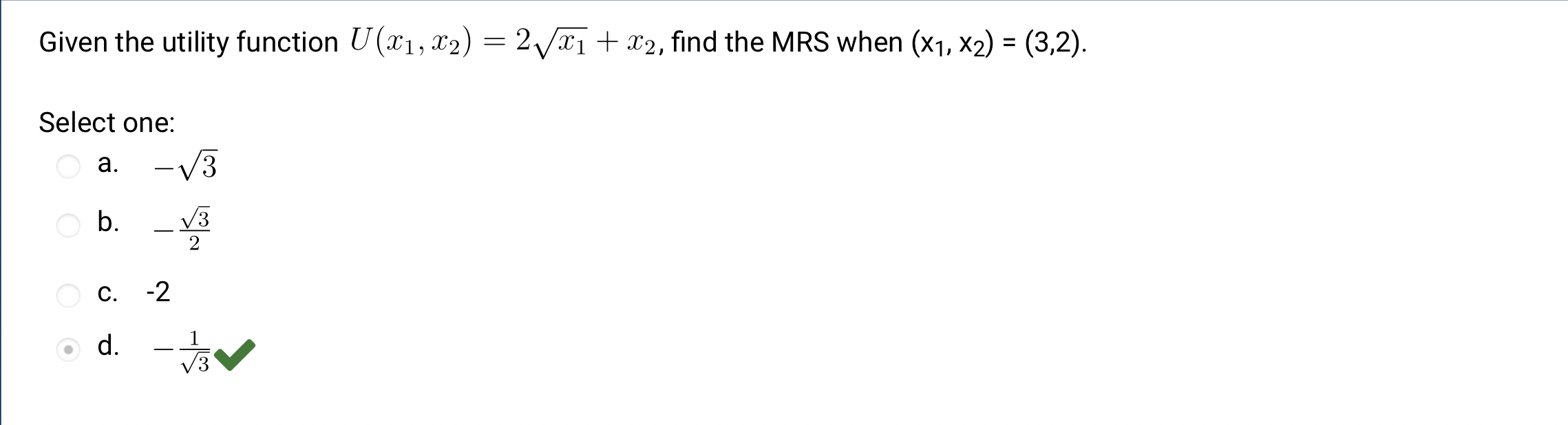 Solved Given the utility function U(x1,x2)=2x1+x2, find the | Chegg.com