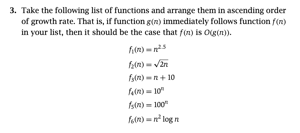 Solved 1. (50) [Growth rate of a function] Do the textbook | Chegg.com