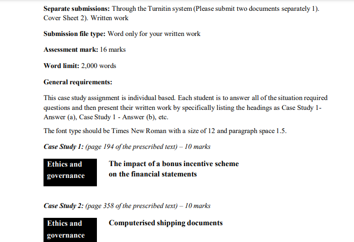 Separate submissions: Through the Turnitin system | Chegg.com