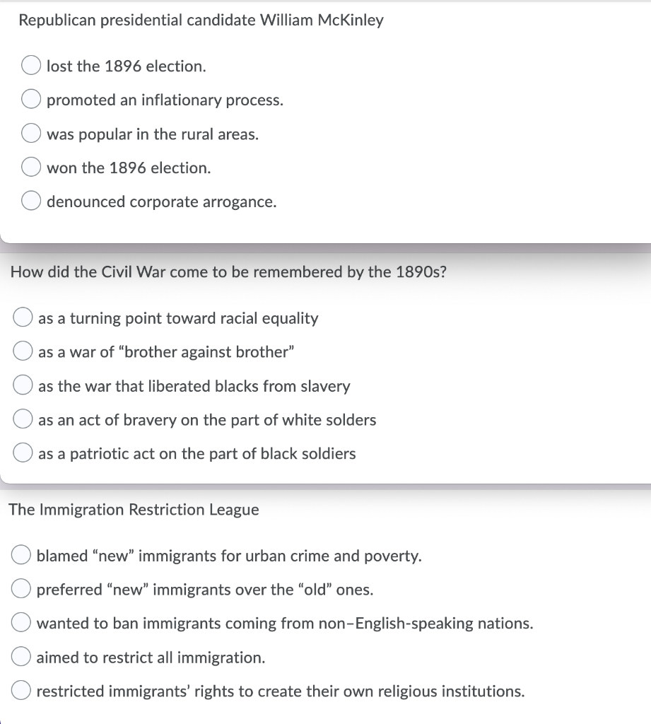 Solved Republican presidential candidate William McKinley | Chegg.com