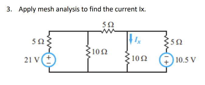 Solved Apply mesh analysis to find the current Ix. | Chegg.com