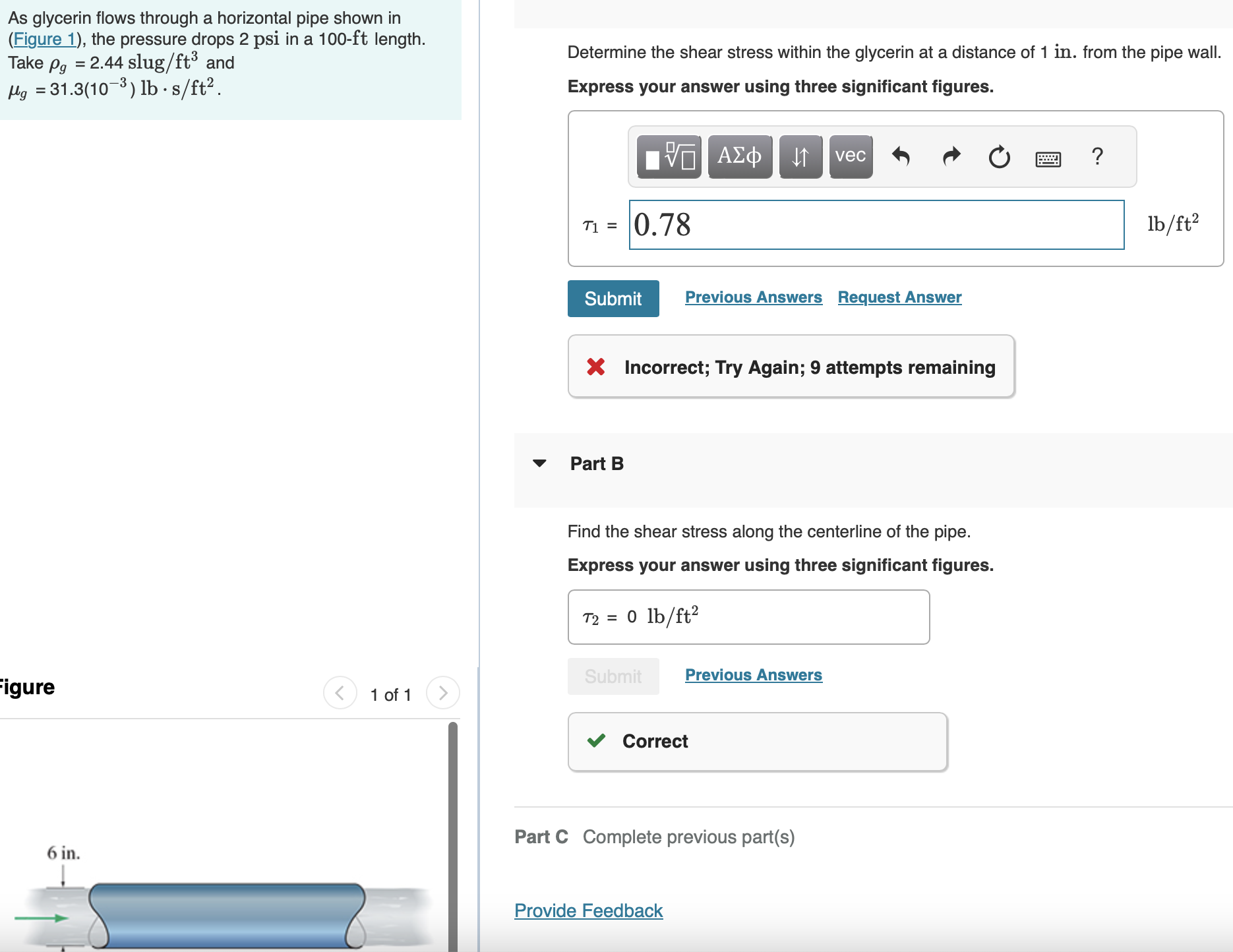 Solved As glycerin flows through a horizontal pipe shown | Chegg.com