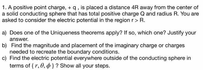 Solved 1. A positive point charge, +q, is placed a distance | Chegg.com