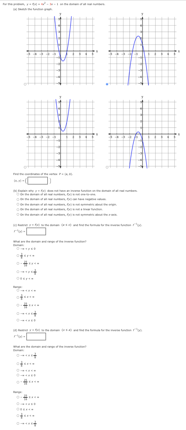 Solved For this problem, y = f(x) = 4x2 – 3x - 1 on the | Chegg.com