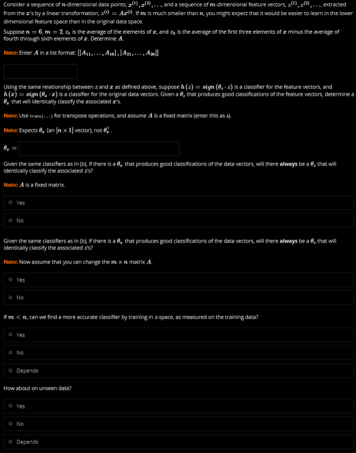 Consider a sequence of n-dimensional data points, 2), | Chegg.com
