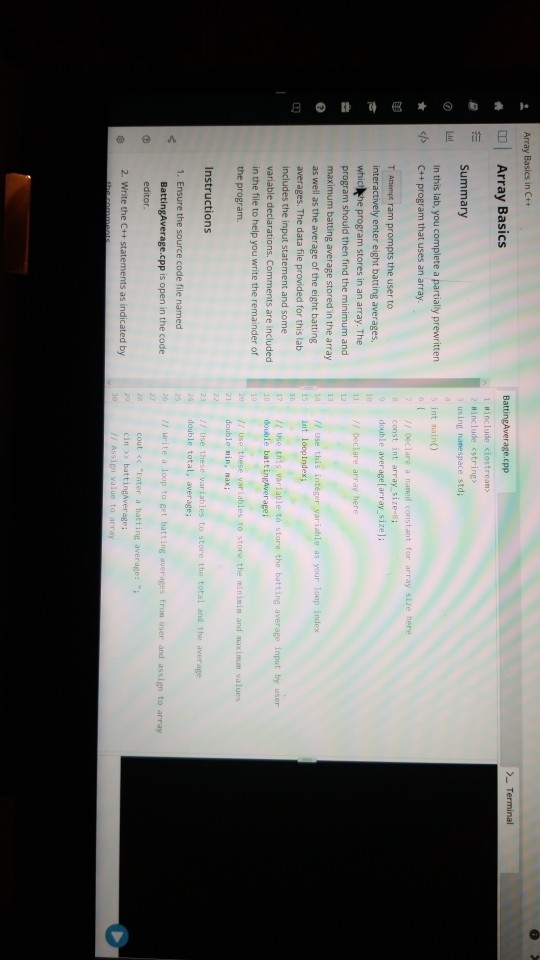 Solved Array Basics In C Array Basics Batting Averagecpp 2198