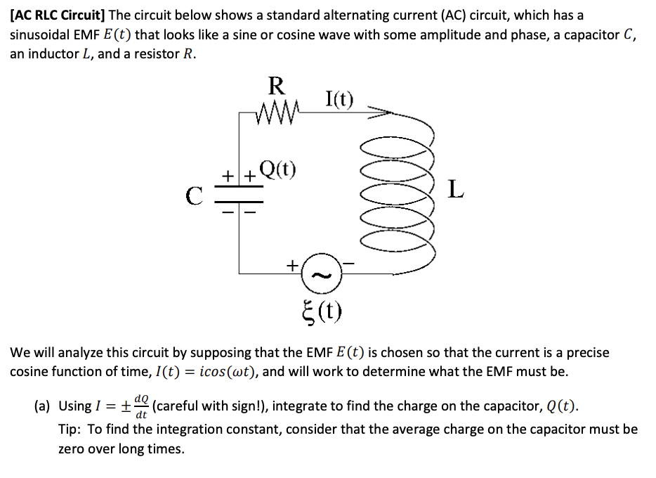 Solved [ac Rlc Circuit] The Circuit Below Shows A Standard