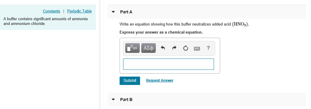 Solved Constants Periodic Table Part A A buffer contains | Chegg.com