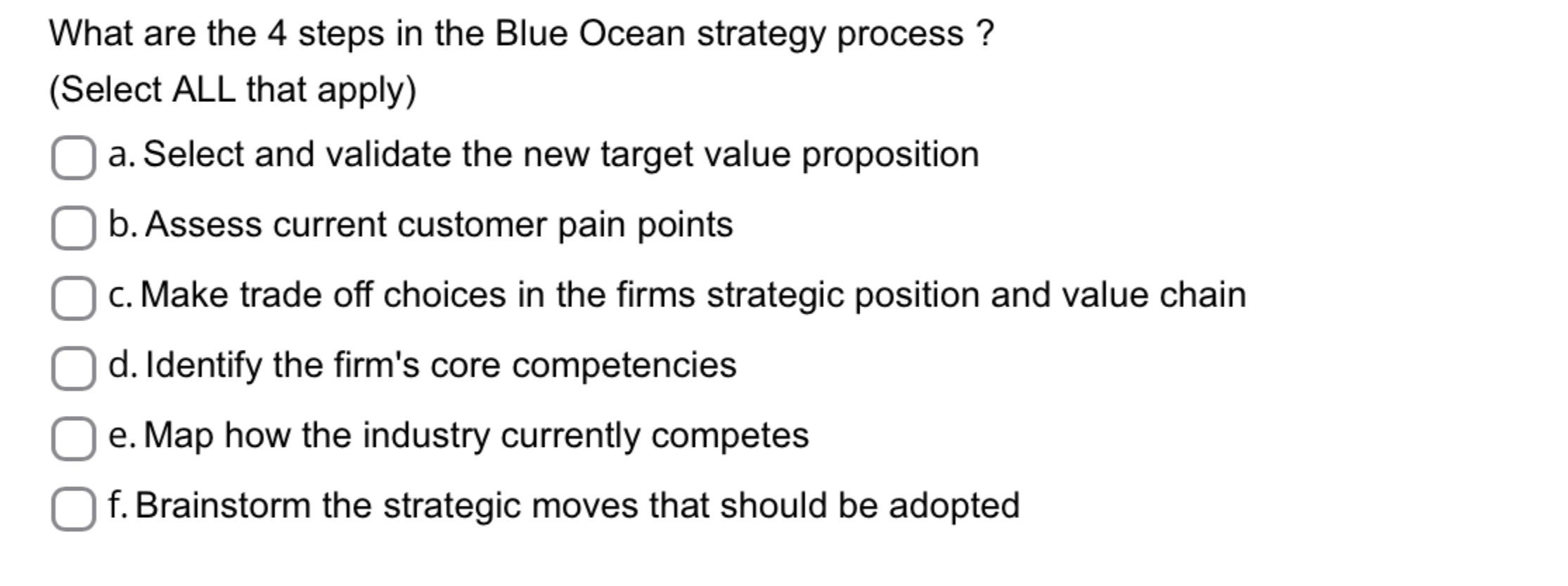 Solved What are the 4 ﻿steps in the Blue Ocean strategy | Chegg.com