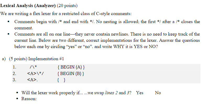 Solved Lexical Analysis (Analyzer) (20 points) We are | Chegg.com