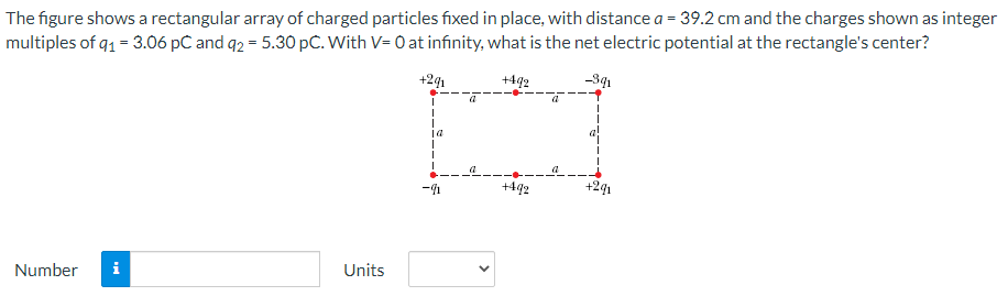 Solved The figure shows a rectangular array of charged | Chegg.com