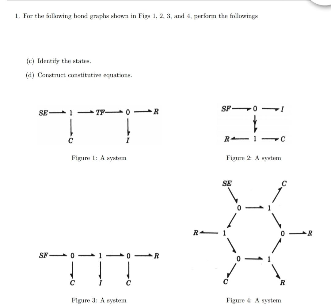 1. For the following bond graphs shown in Figs 1, 2, | Chegg.com