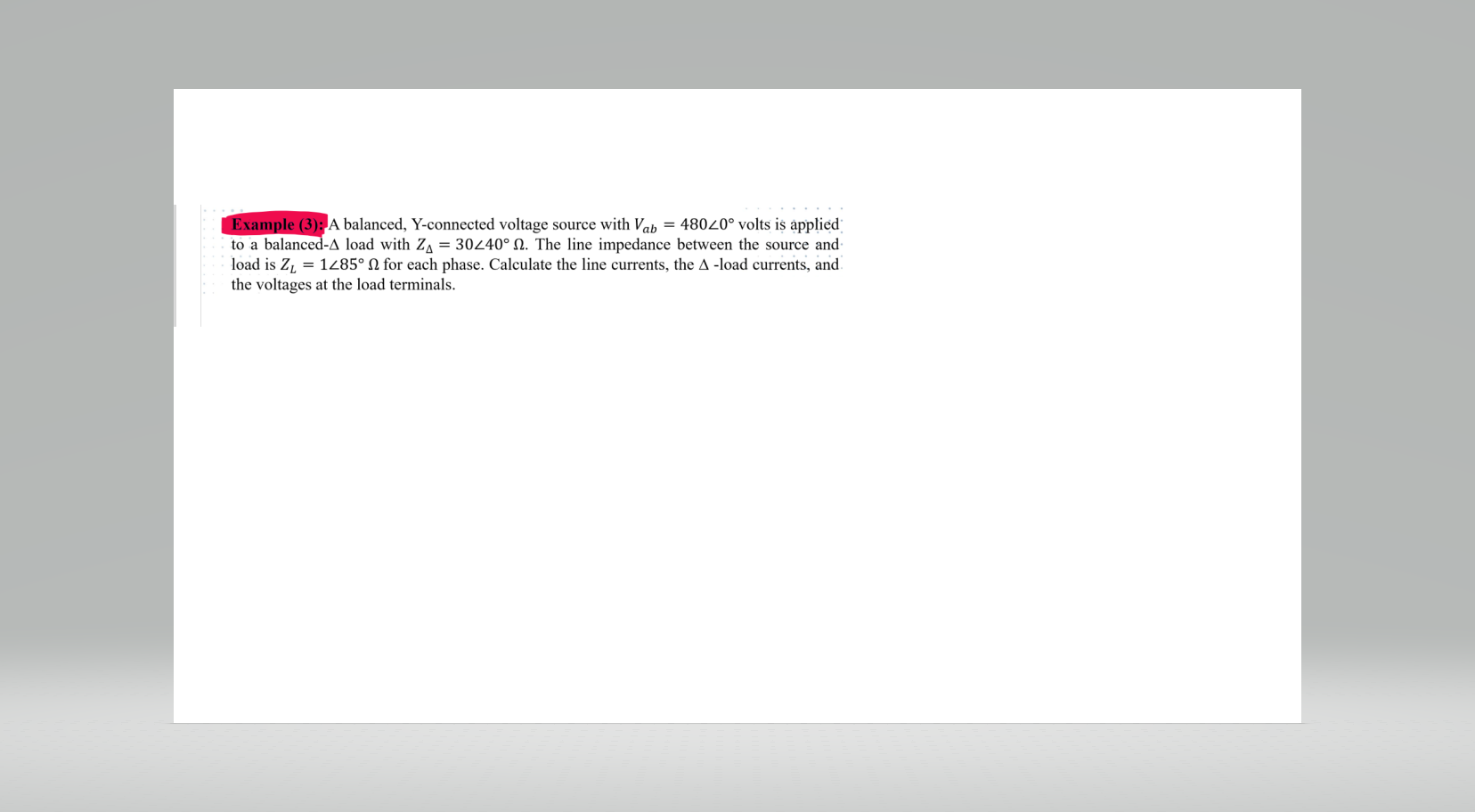 Solved Example (3): A balanced, Y-connected voltage source | Chegg.com