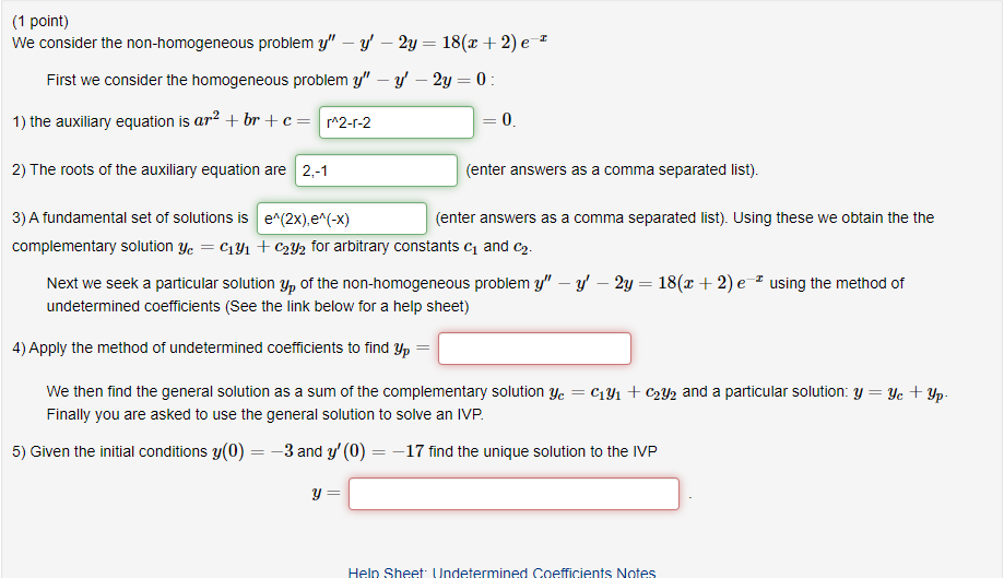 Solved (1 point) We consider the non-homogeneous problem | Chegg.com