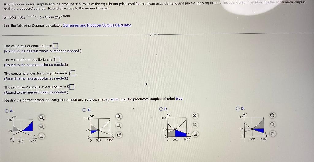 Solved Find the consumers' surplus and the producers' | Chegg.com
