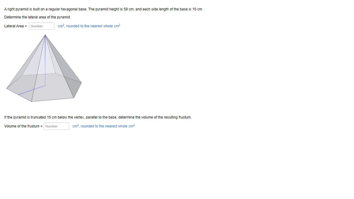 Solved A right pyramid is built on a regular hexagonal base. | Chegg.com
