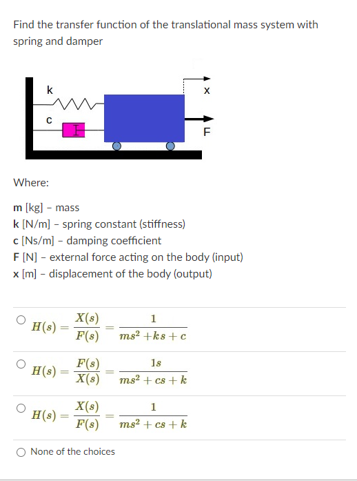 Solved Find the transfer function of the translational mass | Chegg.com