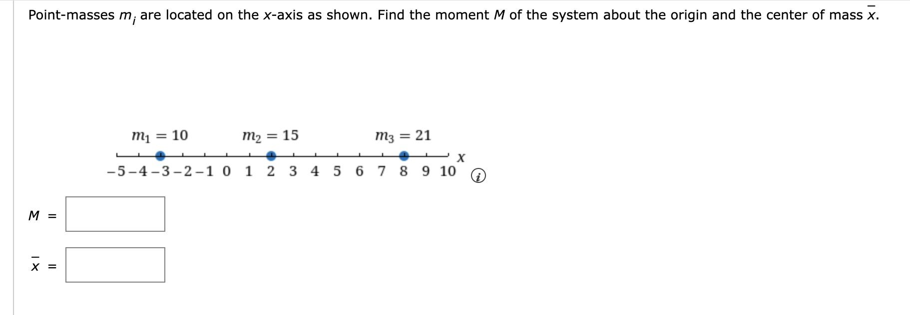 Solved Point-masses mi are located on the x-axis as shown. | Chegg.com