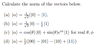 Solved Calculate the norm of the vectors below. (a) | Chegg.com