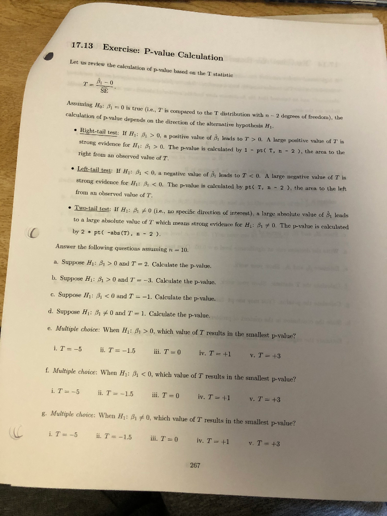 Solved 17.13 Exercise: P-value Calculation Let us review the | Chegg.com