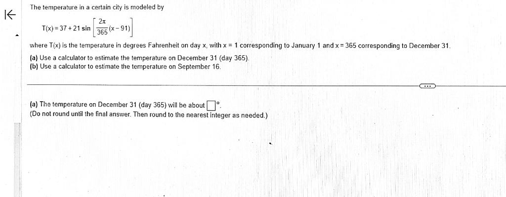 Solved The temperature in a certain city is modeled by | Chegg.com