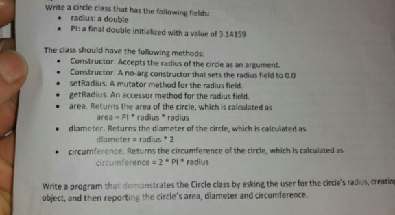 Solved create a circle class following the requirements and | Chegg.com