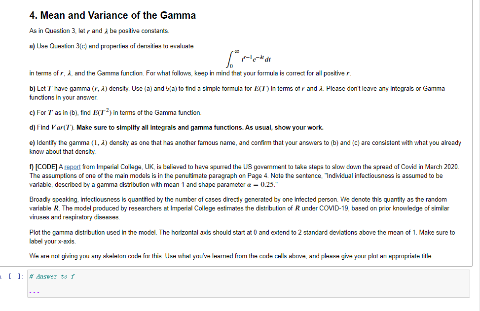 ∫0∞tr−1e−λtdt In Terms Of R λ And The Gamma