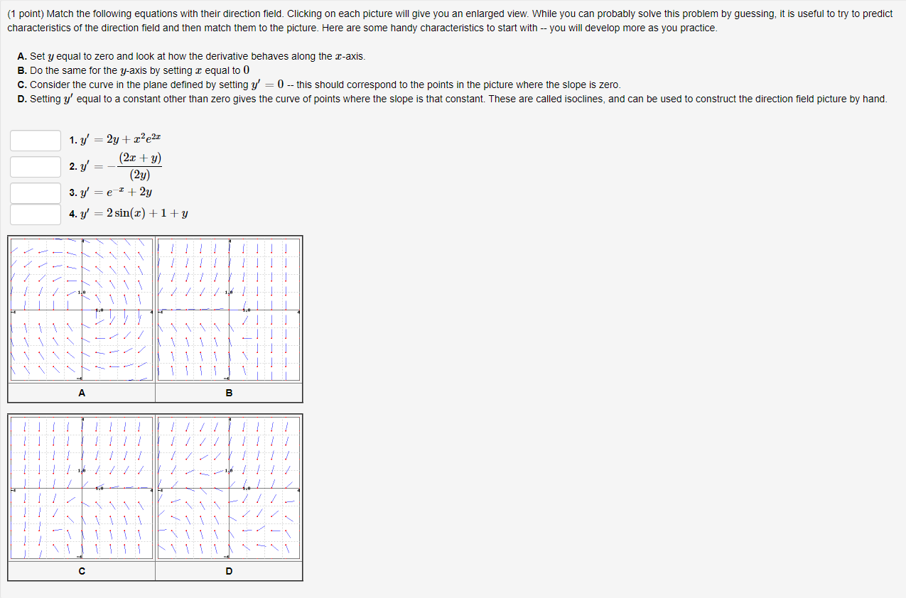 Solved (1 ﻿point) ﻿Match the following equations with their | Chegg.com