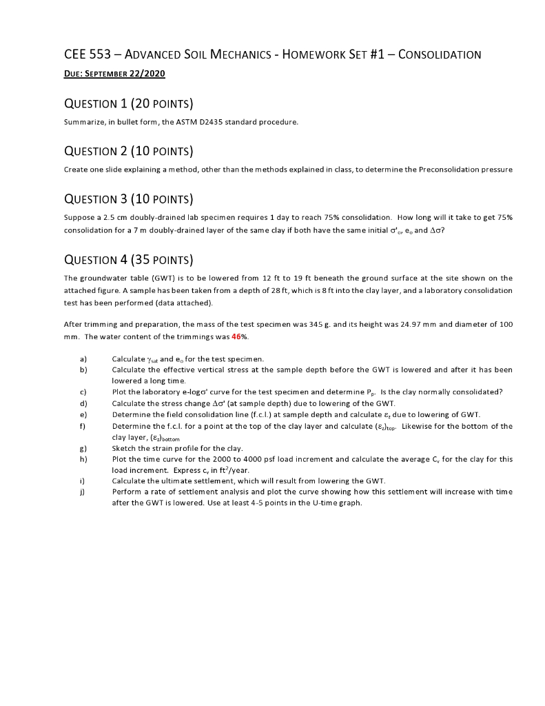 Solved CEE 553 - ADVANCED SOIL MECHANICS - HOMEWORK SET #1 - | Chegg.com