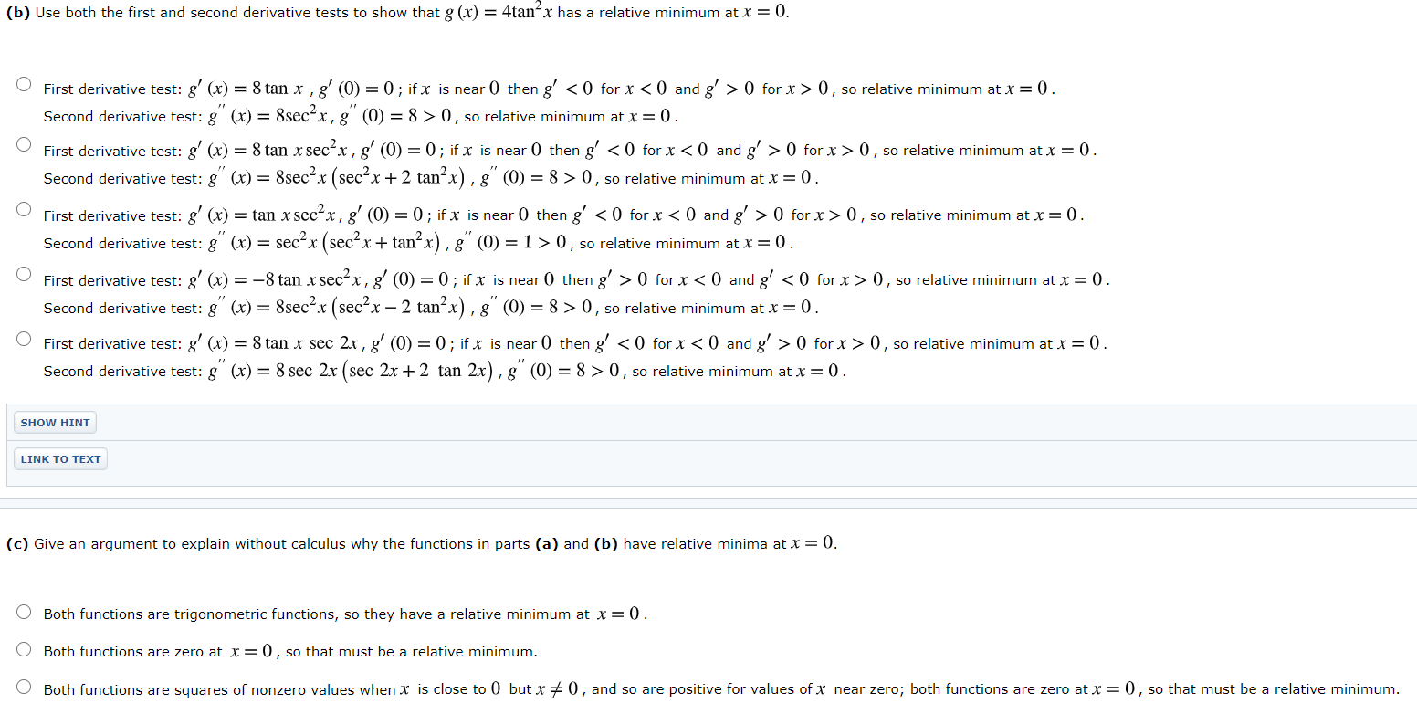 Solved (a) Use both the first and second derivative tests to | Chegg.com
