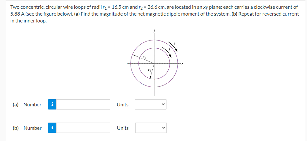 Solved Two concentric, circular wire loops of radii r1=16.5 | Chegg.com