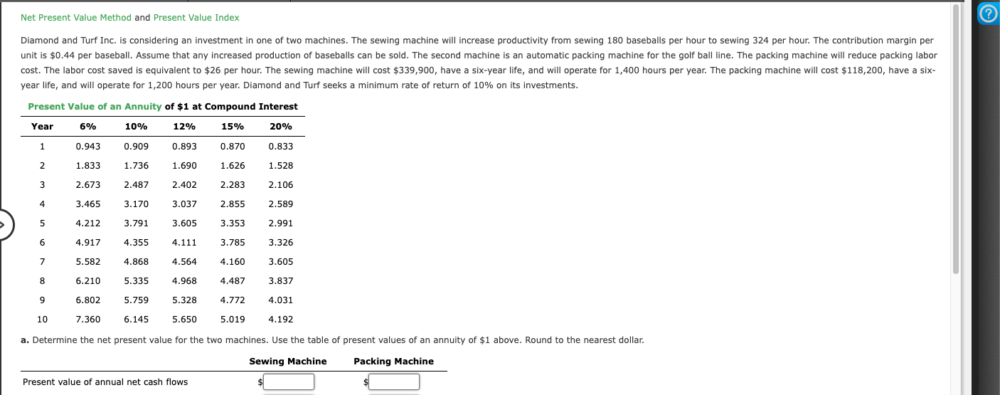 Solved Net Present Value Method And Present Value Index Year 2969