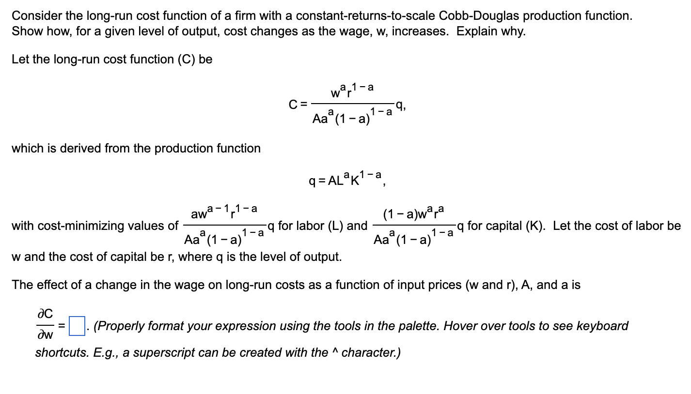 Solved Consider the long-run cost function of a firm with a | Chegg.com