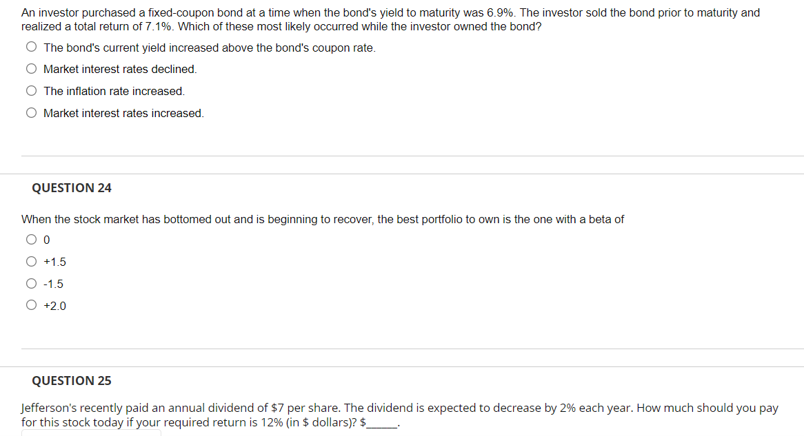 Solved An investor purchased a fixed-coupon bond at a time | Chegg.com