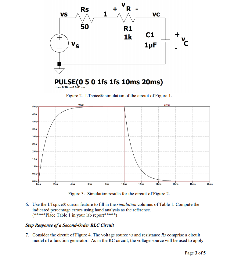 Step Response of a First-Order RC Circuit 1. Consider | Chegg.com