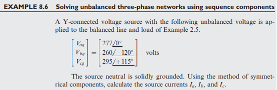 EXAMPLE 8.6 Solving unbalanced three-phase networks | Chegg.com