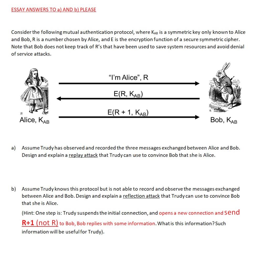 Solved Consider the following mutual authentication | Chegg.com