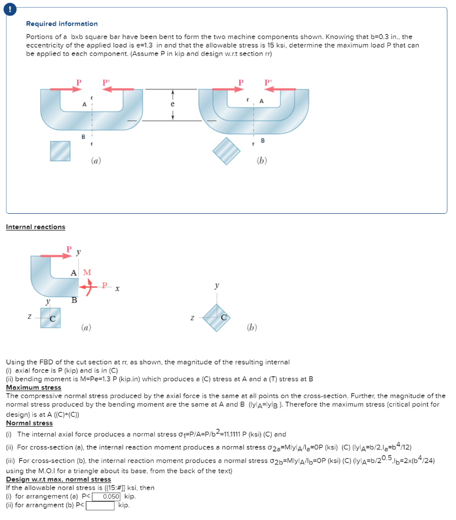 Solved Required information Portions of a bxb square bar | Chegg.com