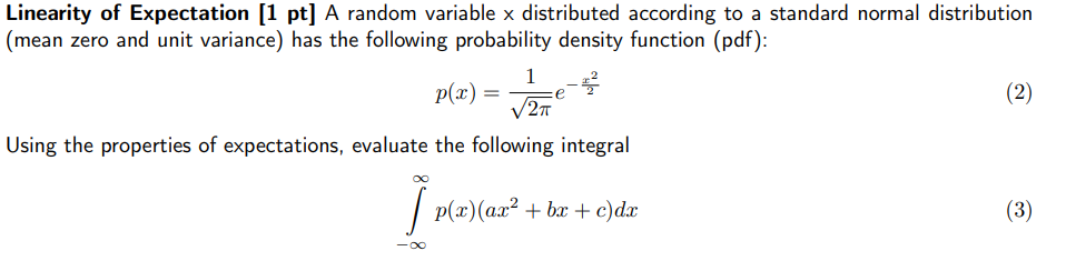 Solved Linearity of Expectation (1 pt) A random variable x | Chegg.com