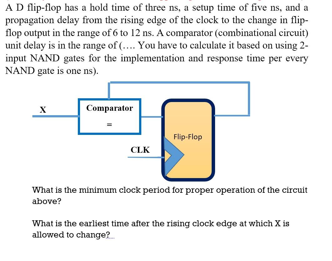Solved A D flip-flop has a hold time of three ns, a setup | Chegg.com