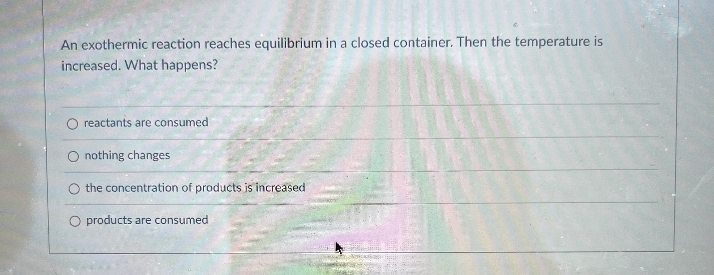 An exothermic reaction reaches equilibrium in a | Chegg.com