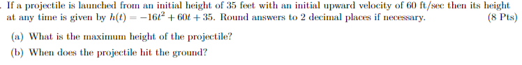 Solved If a projectile is launched from an initial height of | Chegg.com