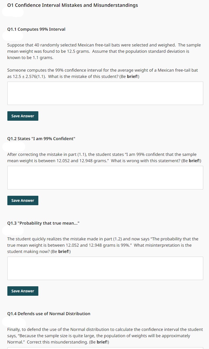 Solved O1 Confidence Interval Mistakes and Misunderstandings | Chegg.com