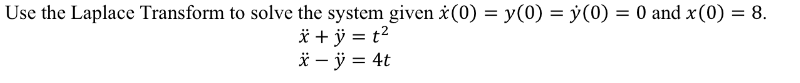 Solved Use The Laplace Transform To Solve The System Given